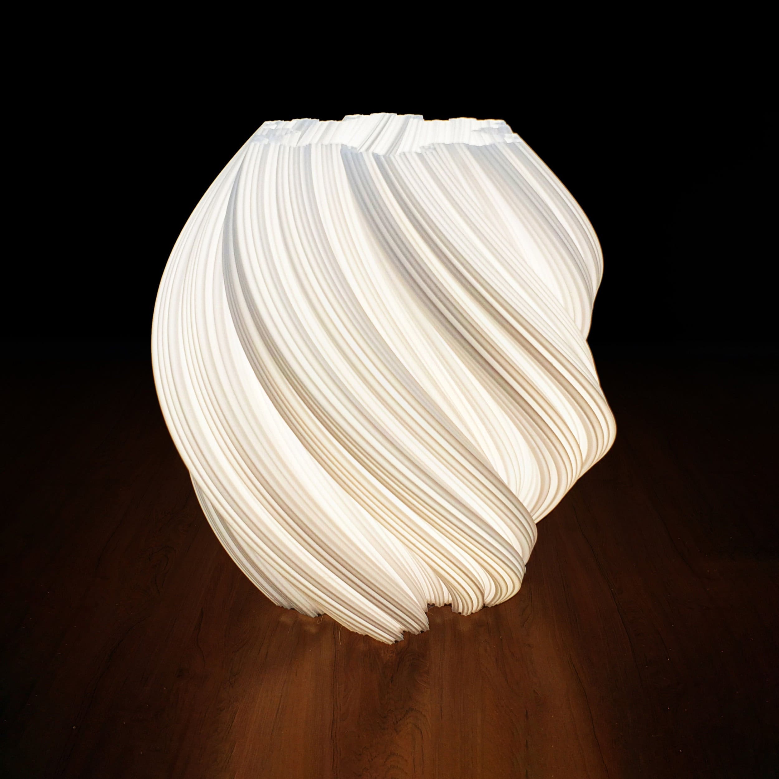 Modern 3D Printed Table Lamp Organic Design With Recycled White Plastic ...