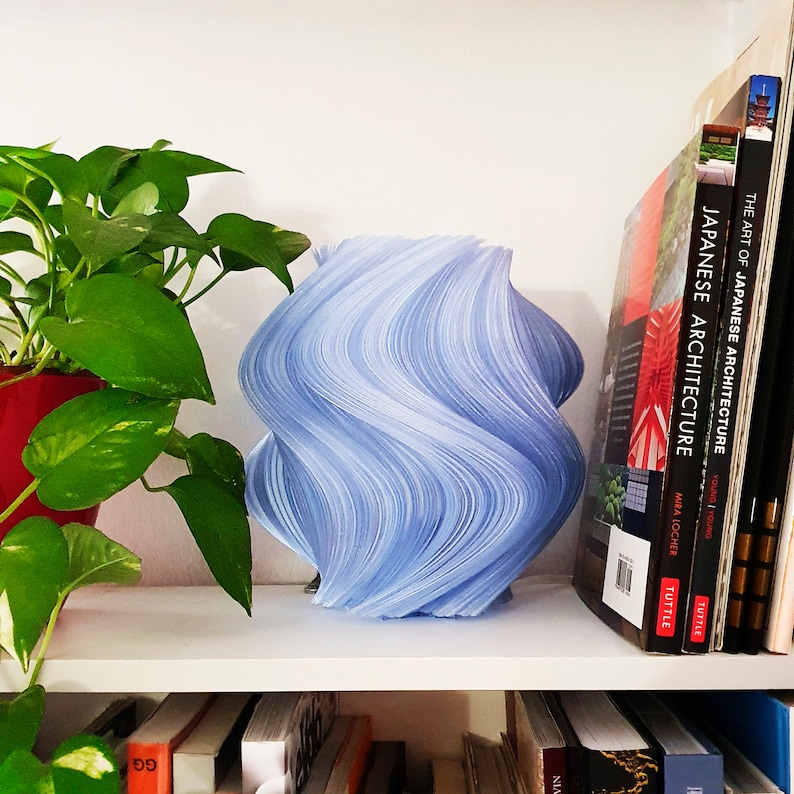 Modern 3D Printed Table Lamp Organic Design With Recycled Blue Plastic ...