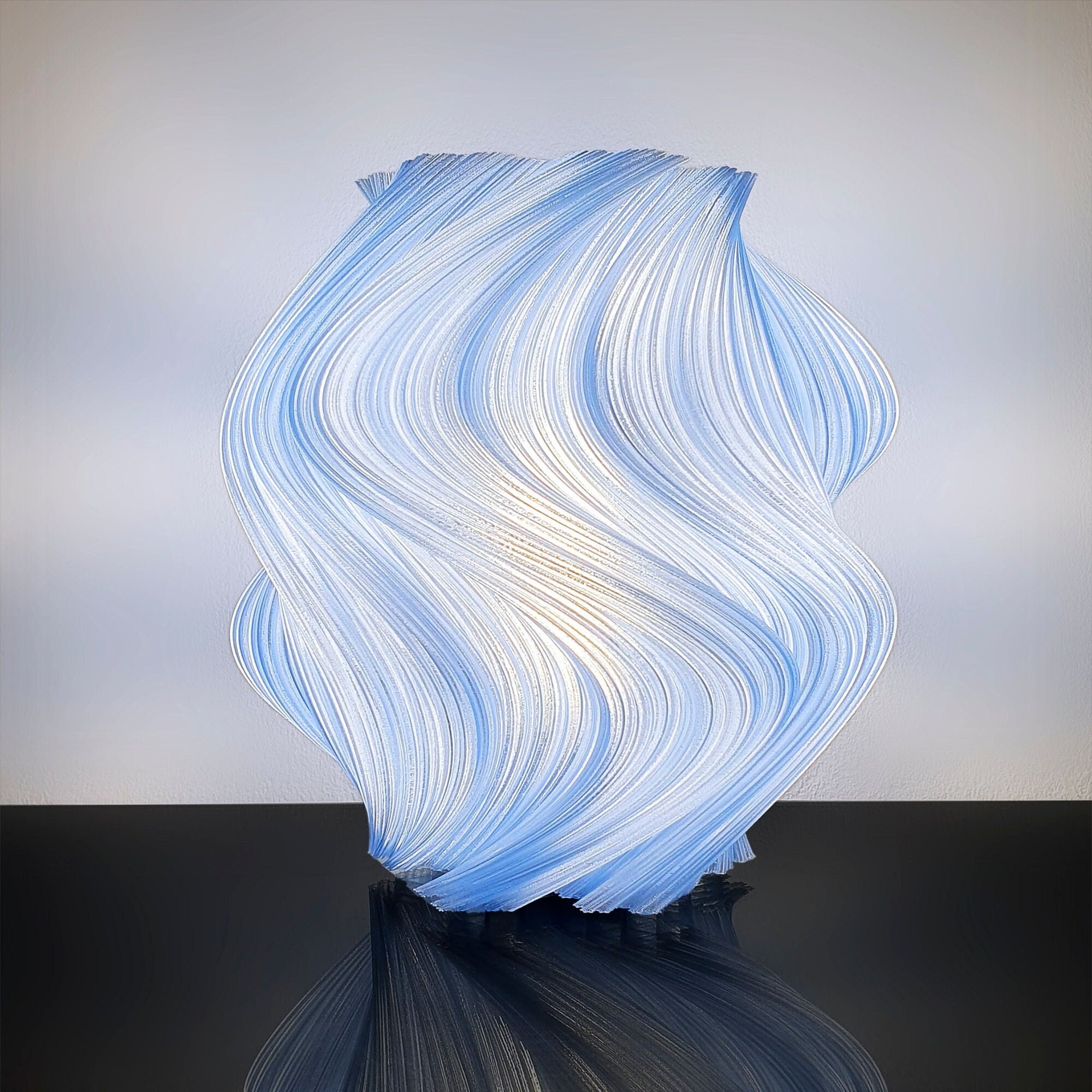 Modern 3D Printed Table Lamp Organic Design With Recycled Blue Plastic ...