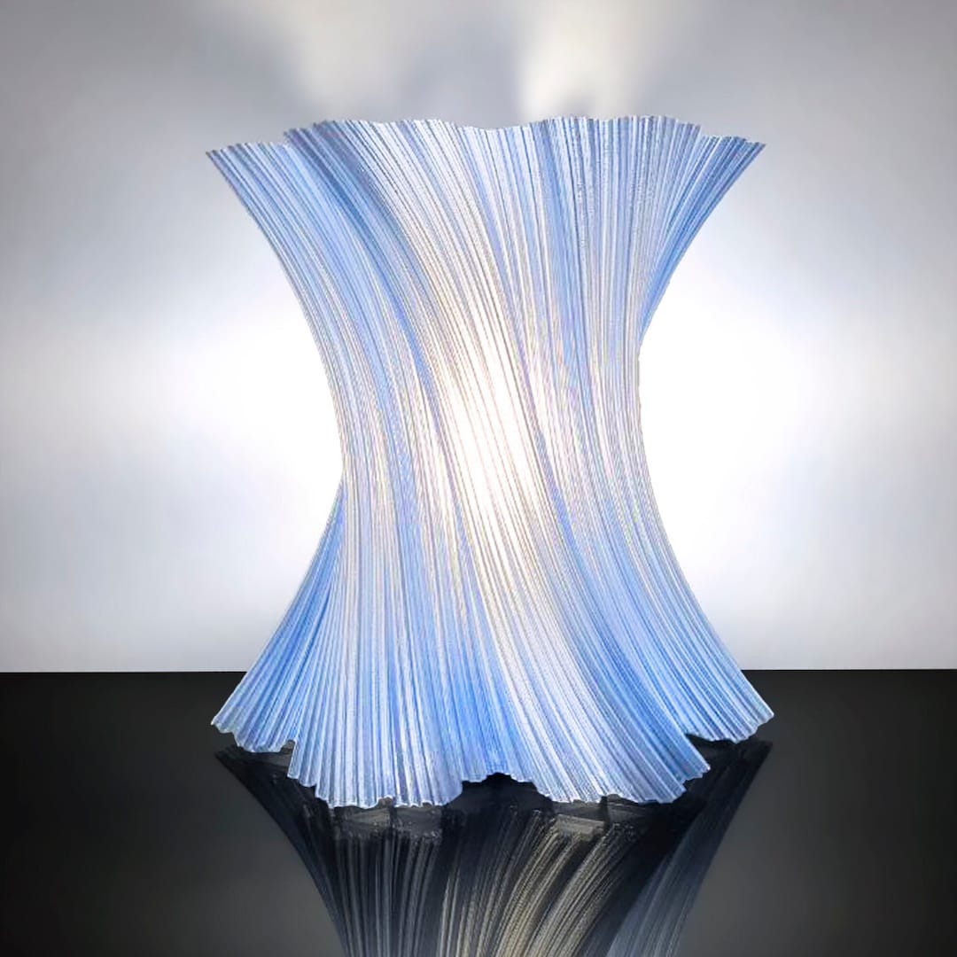 Modern 3D Printed Table Lamp Organic Design With Recycled Blue Plastic ...