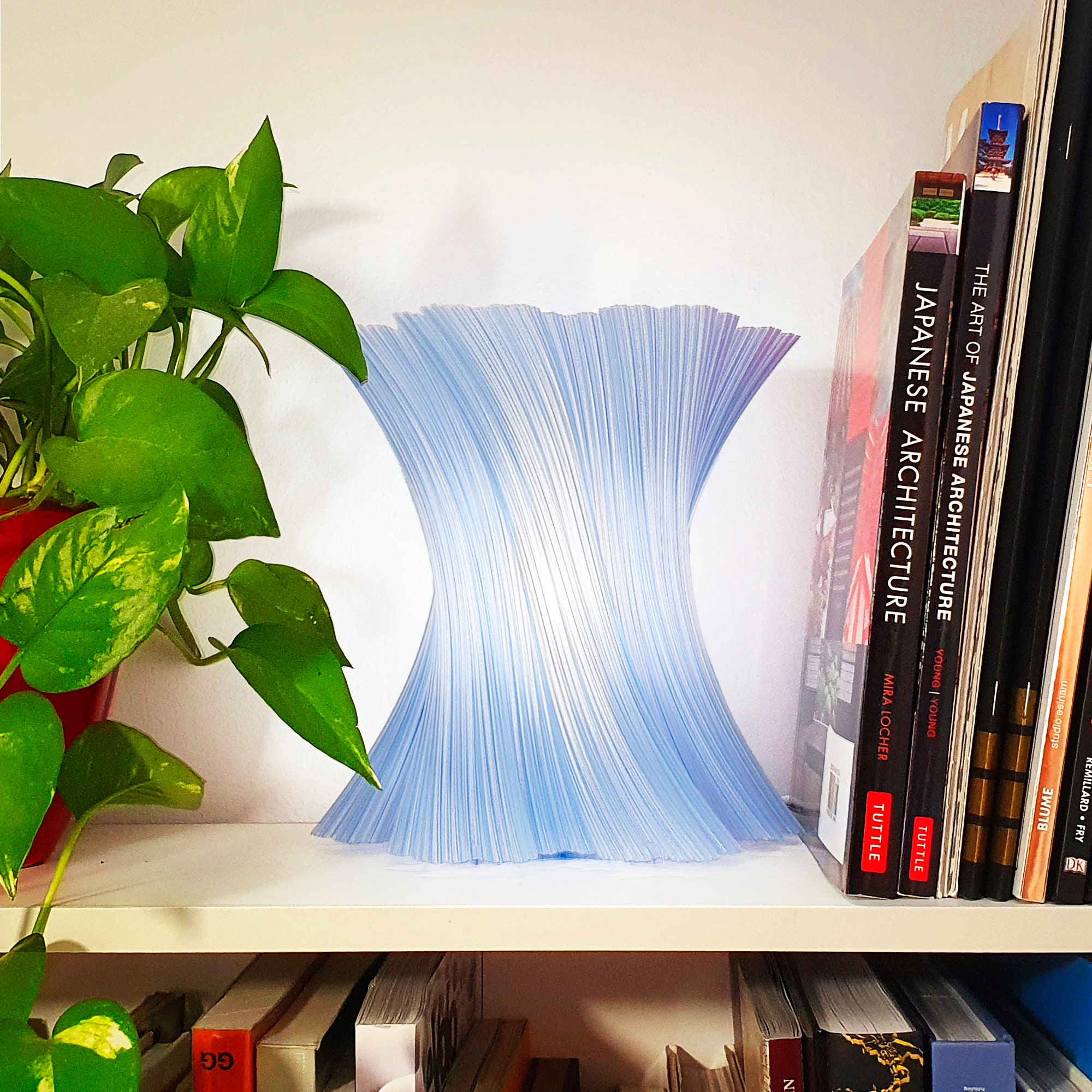 Modern 3D Printed Table Lamp Organic Design With Recycled Blue Plastic ...