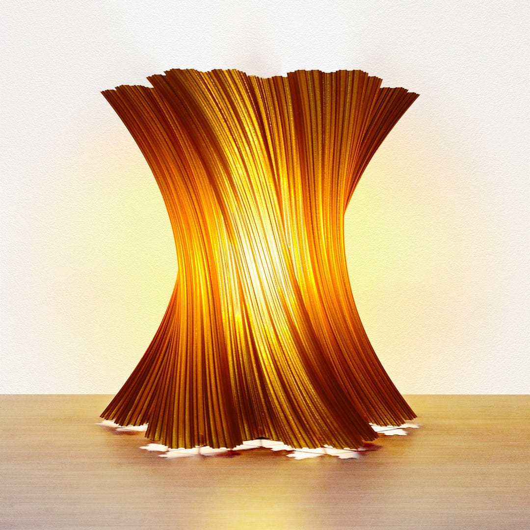 Fractal Vortex Lamp - Organic 3D Printed Table Lamp With Amber Recycled ...