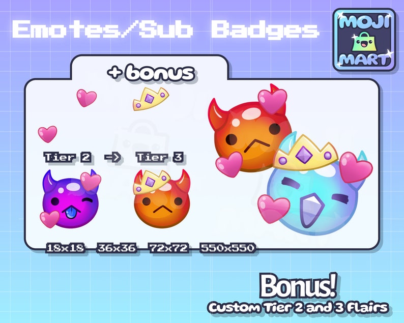 Lil' Demons 10 Cute Sub Badge for Chat Mojimart Bits Badge, Emotes ...