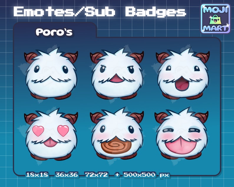 Poro's | Sub Badges for Twitch | Discord | Kick | Cute Emoji | Bits ...