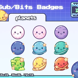 Planet Badges | Subscriber and Bits Badges for Twitch | Mojimart - Etsy