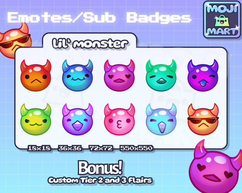 Lil' Demons 10 Cute Sub Badge for Chat Mojimart Bits Badge, Emotes ...