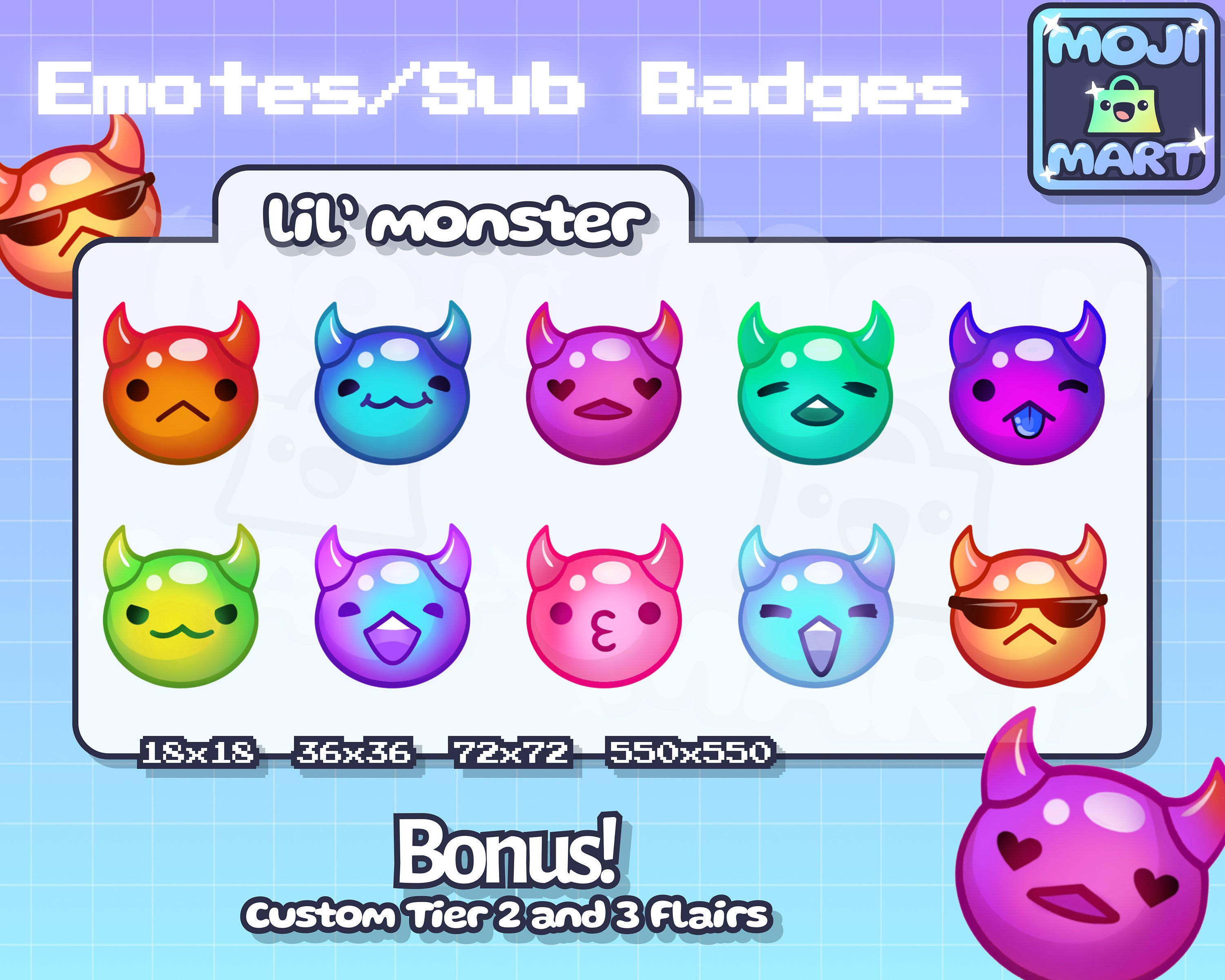 Lil' Demons 10 Cute Sub Badge for Chat Mojimart Bits Badge, Emotes ...