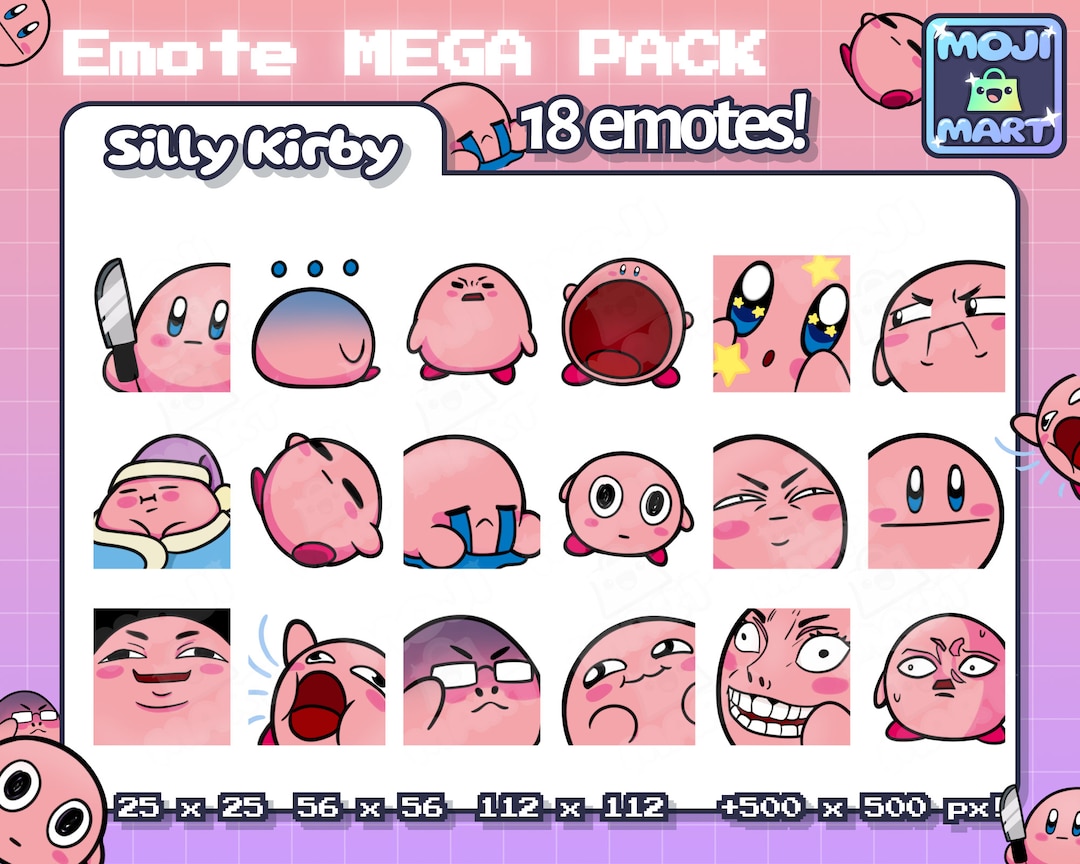 Silly Kirby | Emotes for Twitch | Discord | Kick | Cute Emoji | Kirby ...