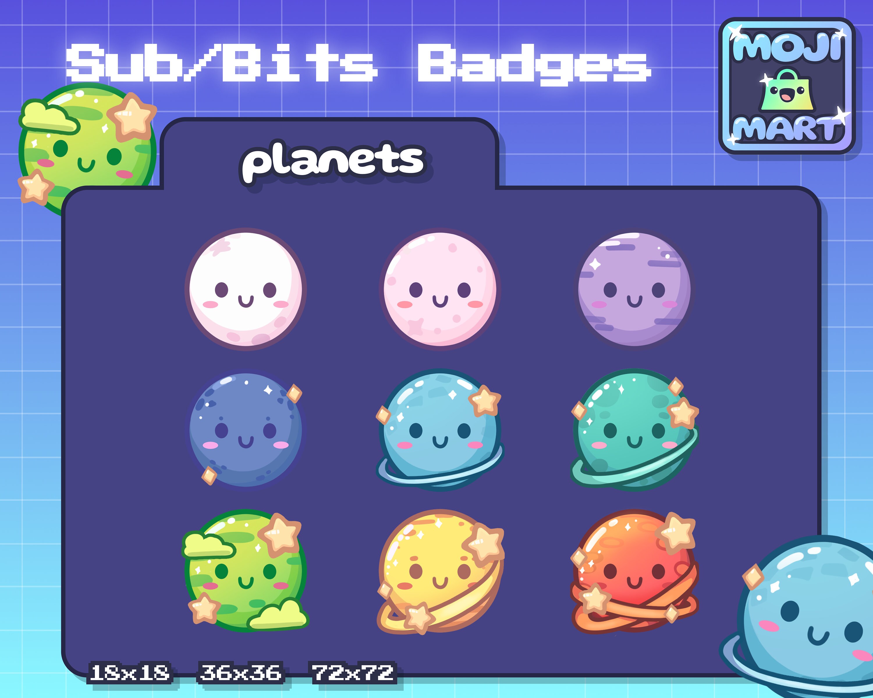 Planet Badges | Subscriber and Bits Badges for Twitch | Mojimart - Etsy