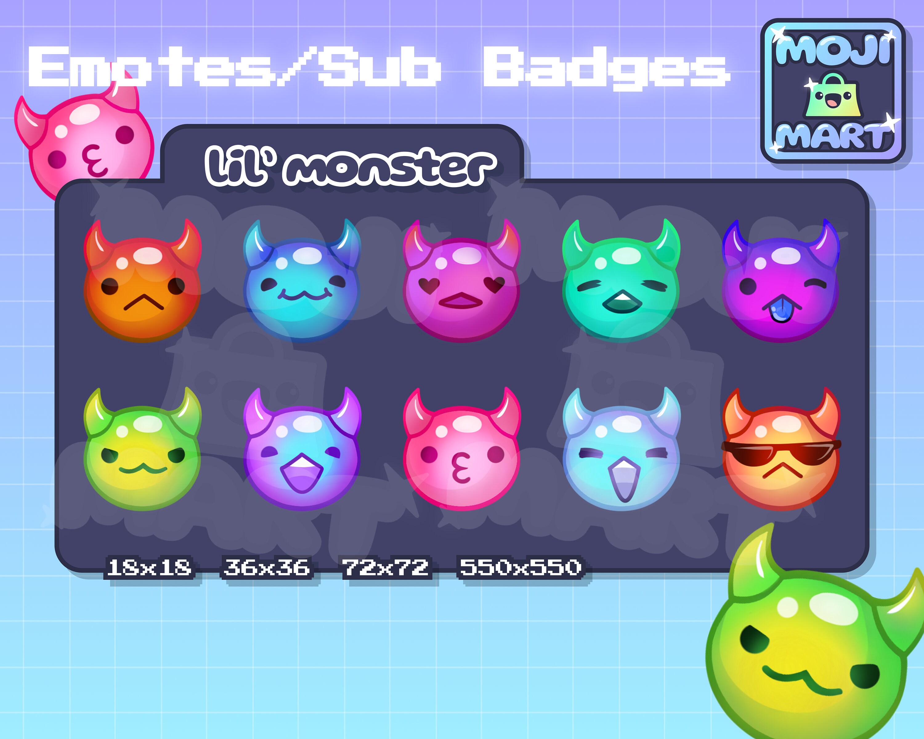 Lil' Demons 10 Cute Sub Badge for Chat Mojimart Bits Badge, Emotes ...