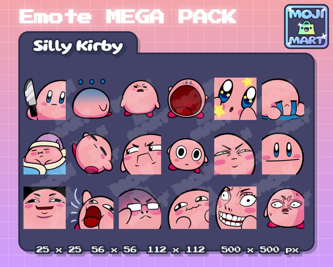 Silly Kirby | Emotes for Twitch | Discord | Kick | Cute Emoji | Kirby ...
