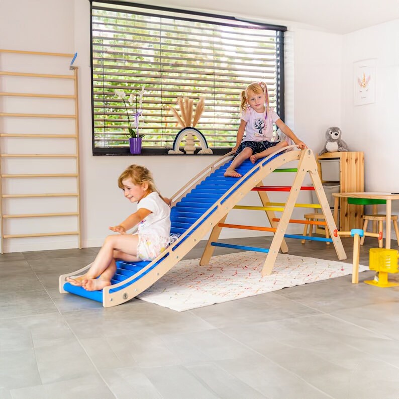 Rolling Slide With Climbing Triangle Sensory Toys Kids Toys Montessori ...