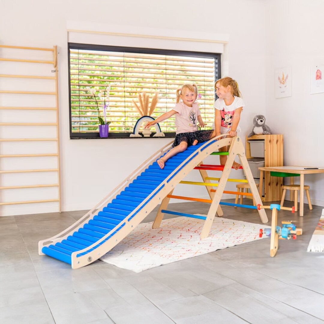 Rolling Slide With Climbing Triangle Sensory Toys Kids Toys Montessori ...