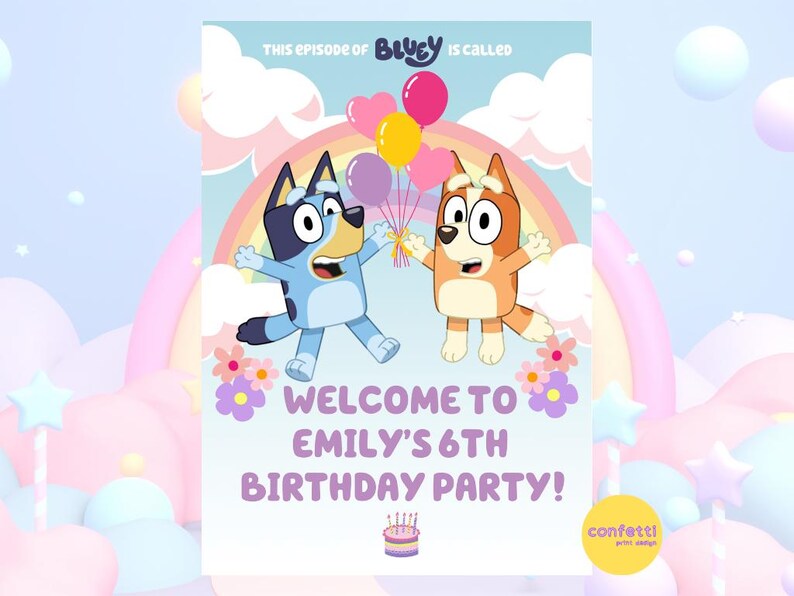 Bluey Birthday Poster | Welcome Sign | Made to Order | Customisable ...