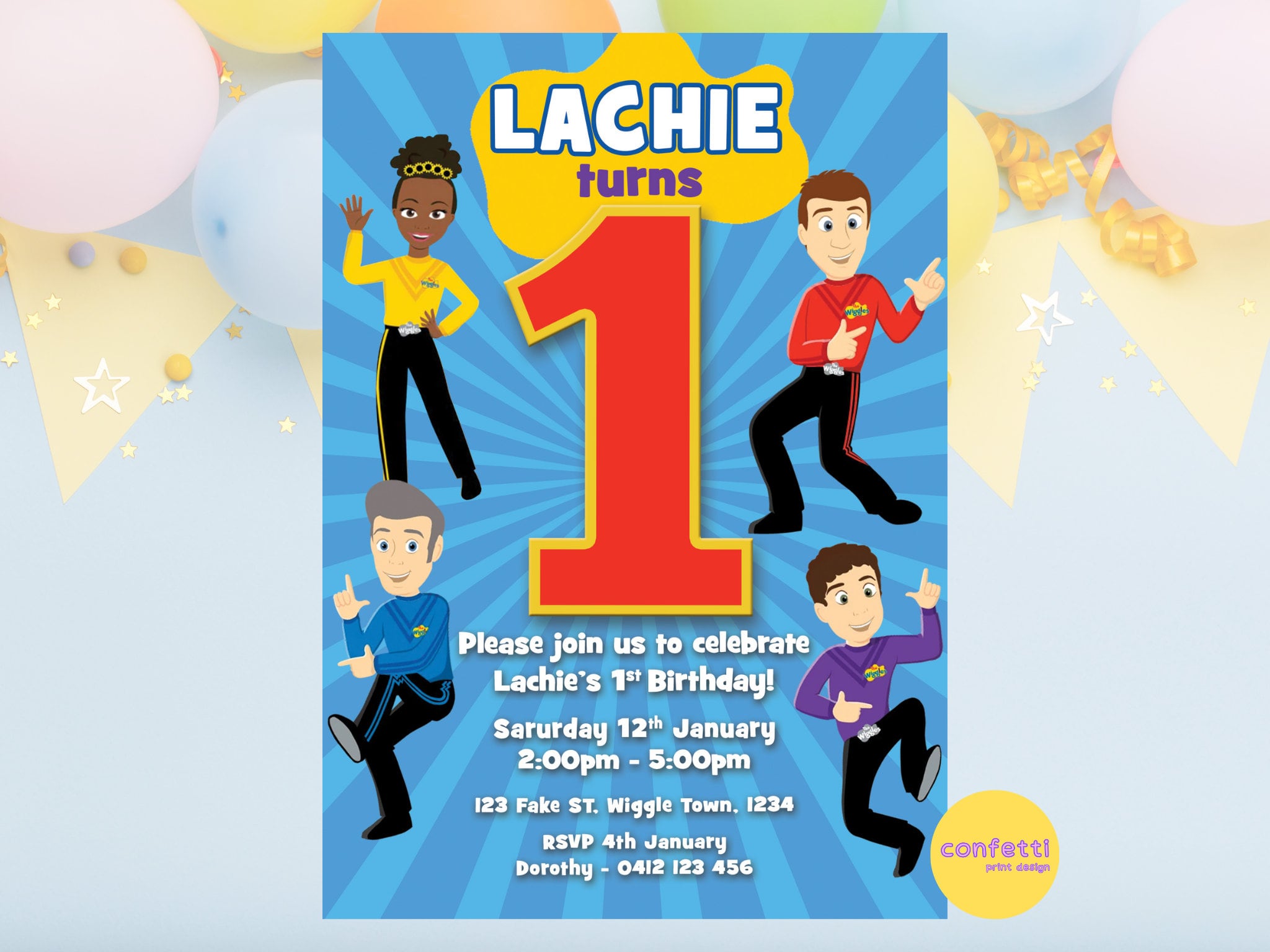 The Wiggles Birthday Invitations | Made to Order | Digital Download ...