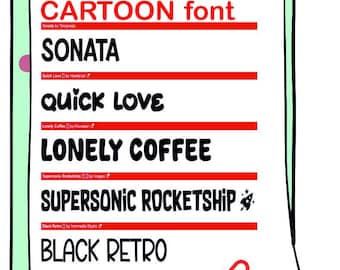 The Ultimate 5 Fonts -cartoon Font - Font Bundle Ttf Svg Heart Font ...