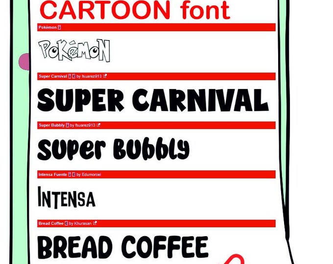 The Ultimate 5 Fonts -cartoon Font - Font Bundle Ttf Svg Heart Font ...
