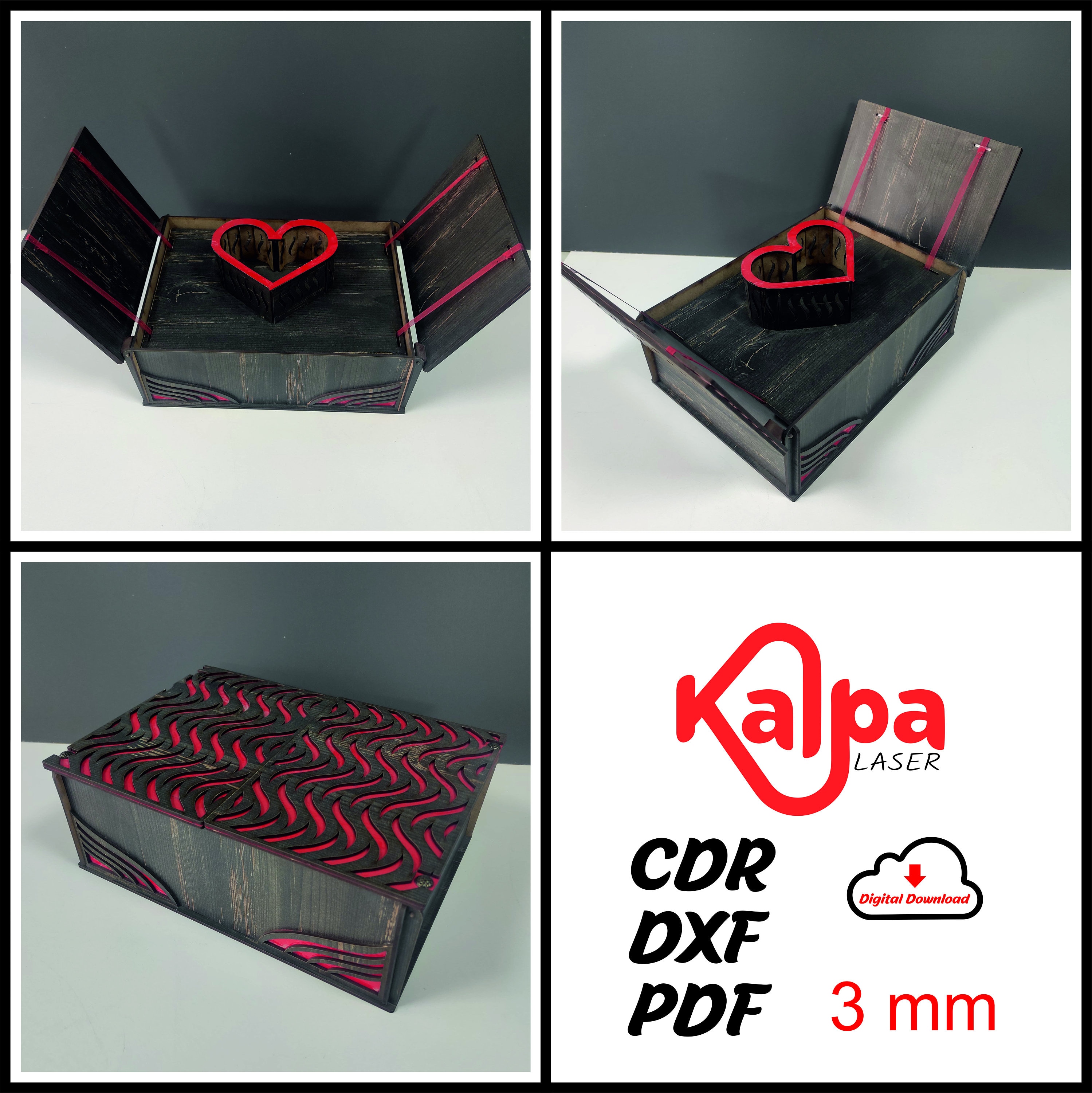 Heart Box Set, Jewellery Box Dxf, Gift Box Svg, Valentines Day, Dxf ...