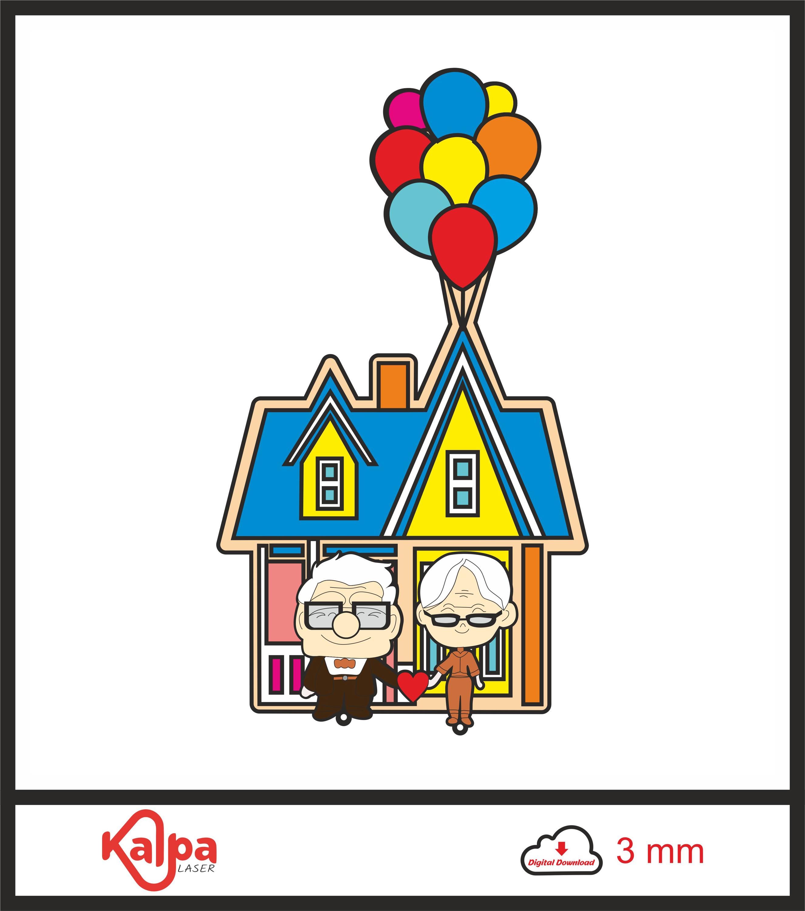 UP Keychain Including Ellie Carl Keys, Charming UP Cartoon Keychain ...