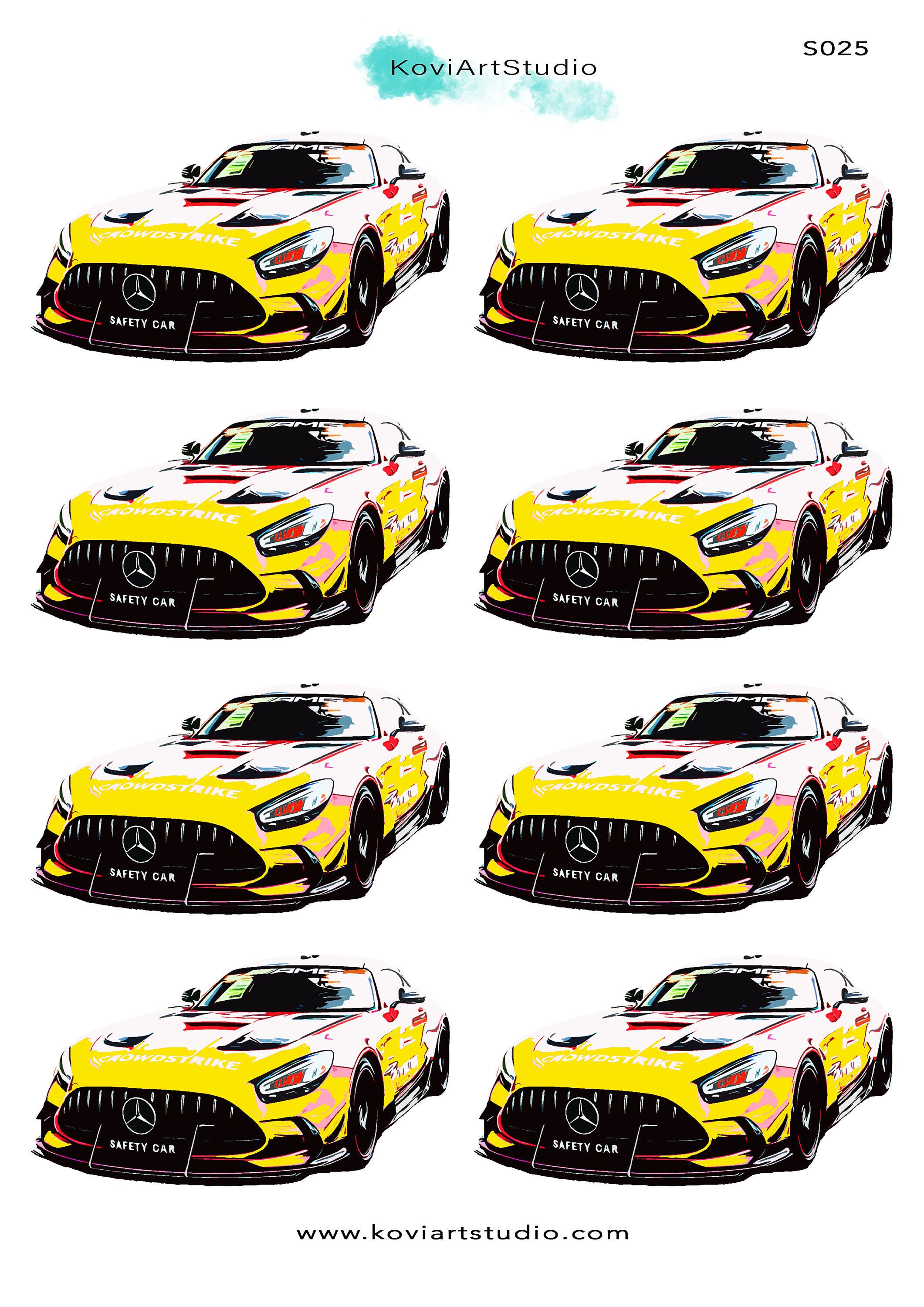 Mercedes Benz AMG GT-R Safety Car Sticker Sheet. F1 Yellow - Etsy