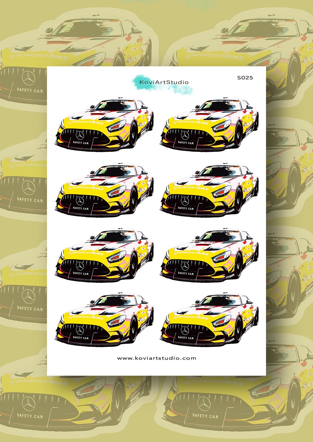 Mercedes Benz AMG GT-R Safety Car Sticker Sheet. F1 Yellow - Etsy