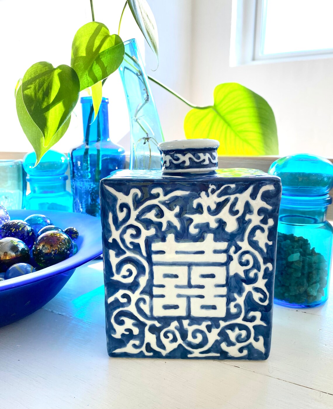 Chinese Porcelain Tea Caddy, Vintage Storage Container, Loose Leaf Teas ...