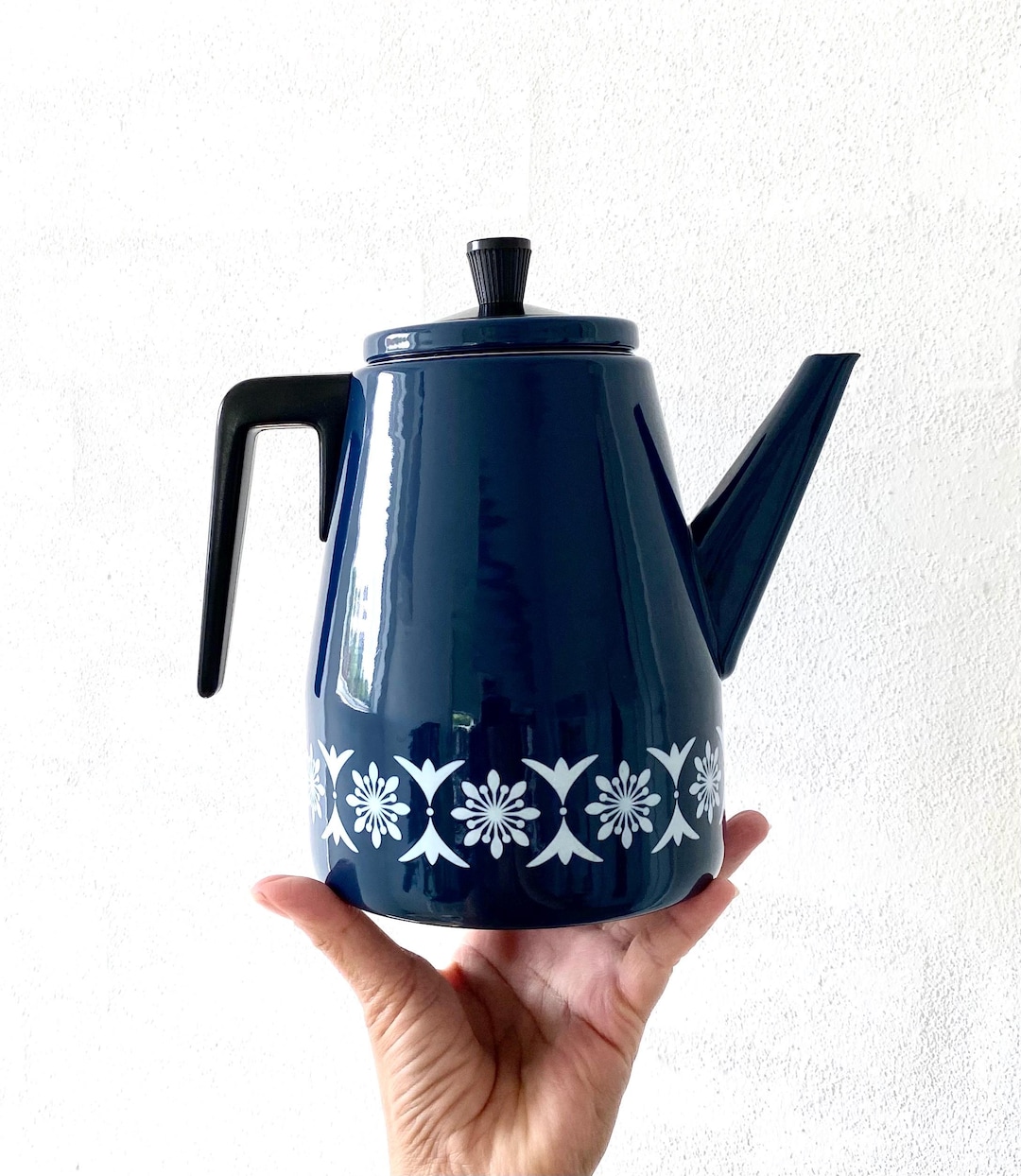 Vintage Danish Enamel Coffee Pot, Mid Century Modern Kitchenware, Retro ...