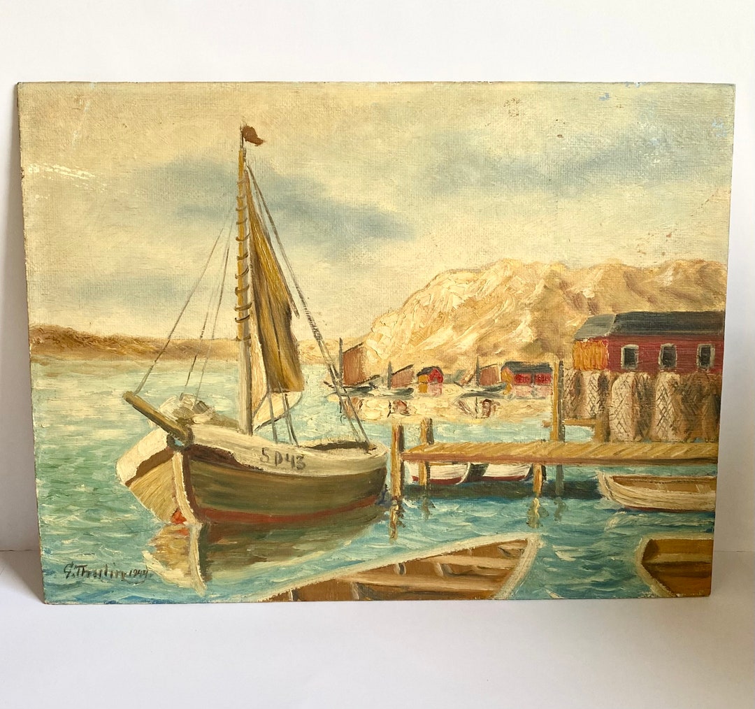 Swedish Oil Painting, 1940s Wall Art, Scandinavian Home Vintage Wall ...