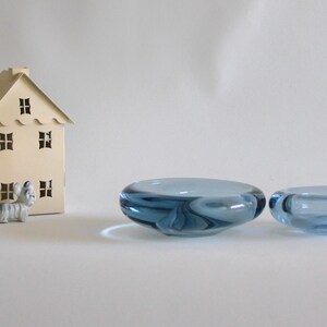 Holmegaard per Lutken Blue Glass Bowls/ashtrays, Danish Vintage Aqua ...