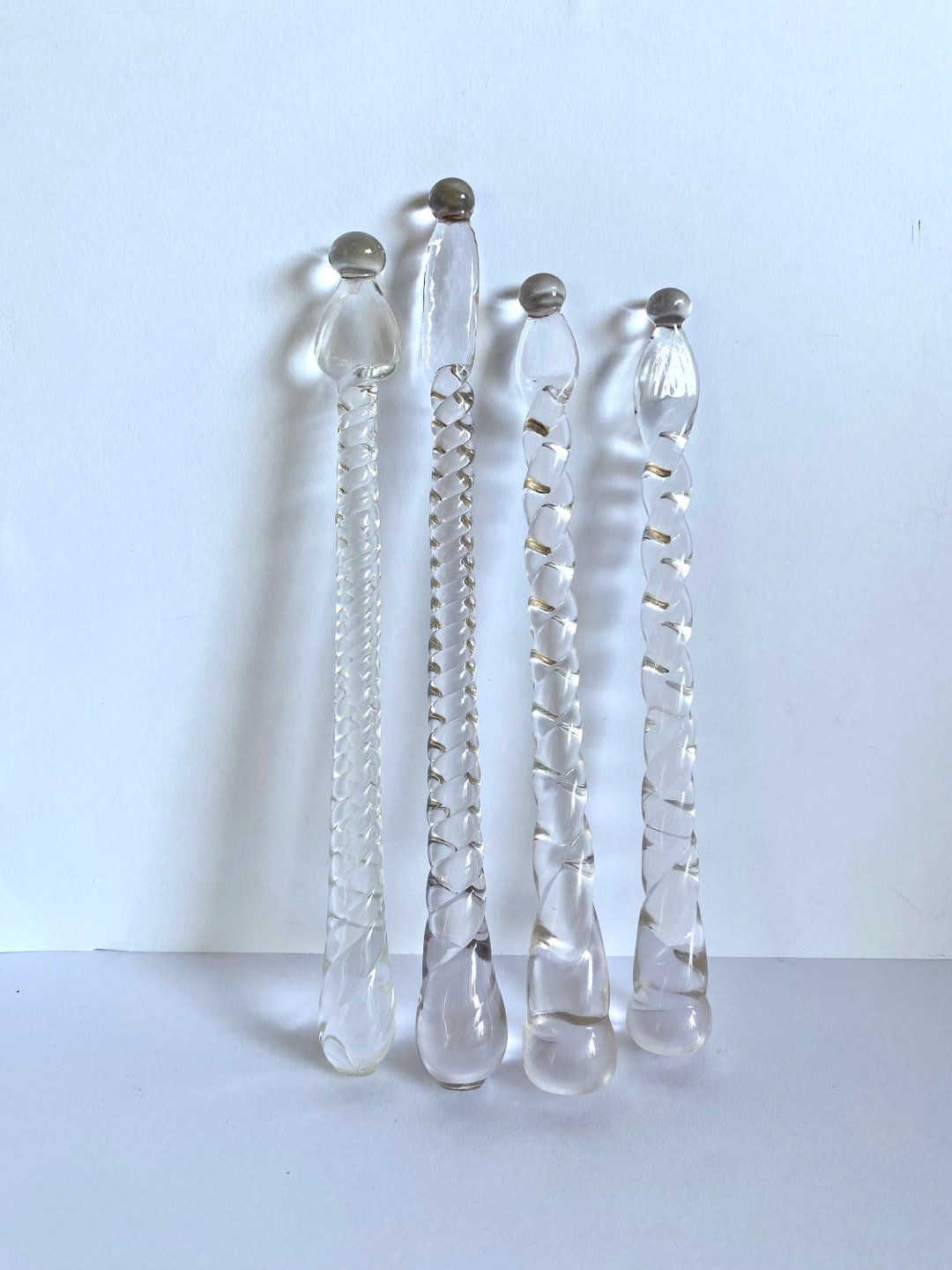 Vintage Glass Cocktail Muddlers, Retro Barware, Bar Cart Tools, Swirl ...