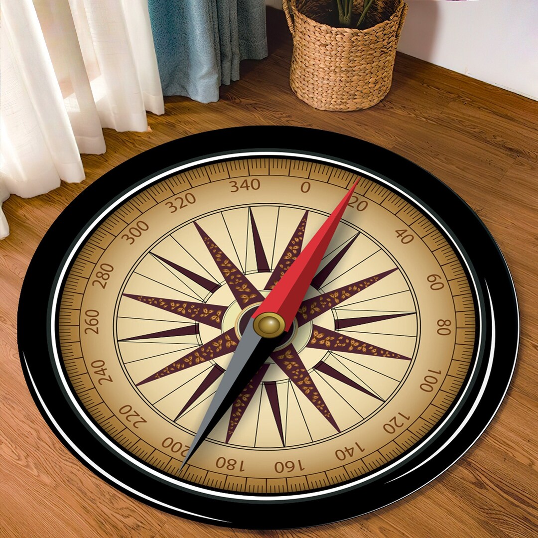 Compass Rug,round Compass Medallion Carpet,living Room Rug, Non-slip ...
