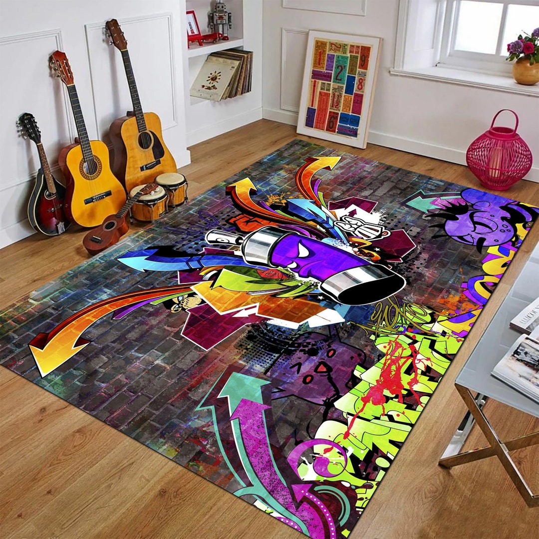 Graffiti,graffiti Rug, Unique Rug,living Room,colorful Rugs,abstract ...