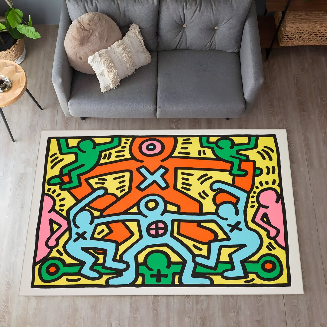 Keith Haring Print Rug Keith Haring Dancing Keith Haring - Etsy