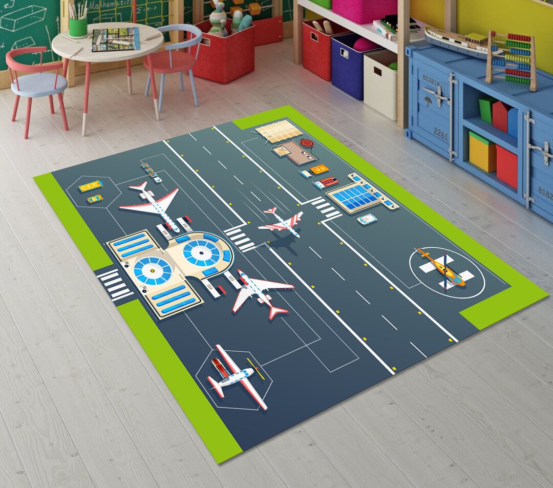 Airport Map Rugrunway Rug Airport Decor Rugaviation - Etsy