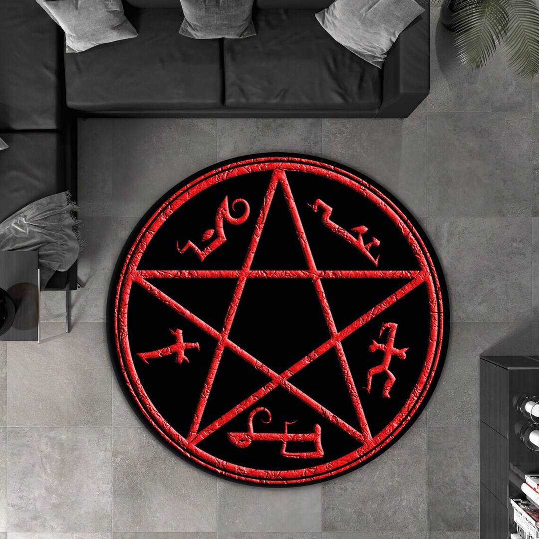 Supernatural Rug, Supernatural Devil's Trap Round Rug, Pentacle Symbol ...