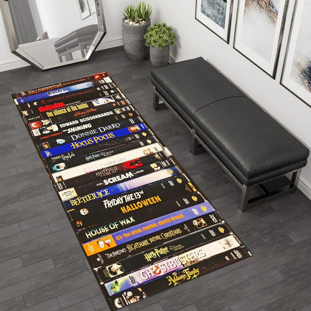 Nostalgic Retro Style Rug,runner Rug,vhs Case Themed Horror Rug,movie ...