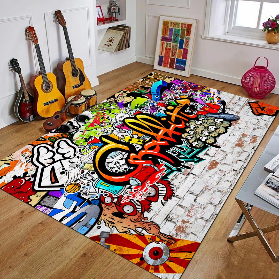 Graffiti,graffiti Rug, Unique Rug,living Room,colorful Rugs,abstract ...