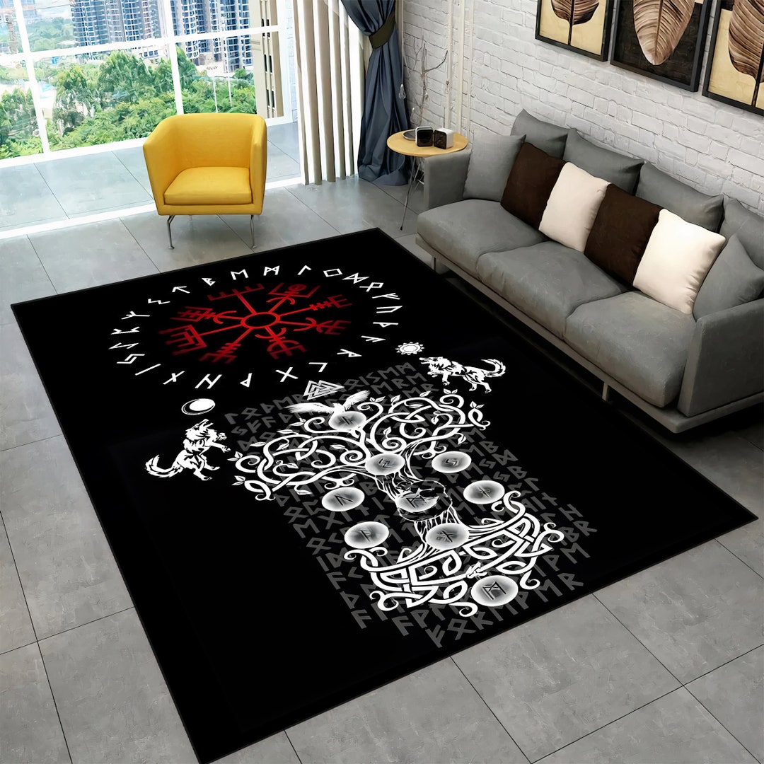 Viking Rug, Mythological Rug, Gift for Him Her, Kids Room Rug, Fashion ...