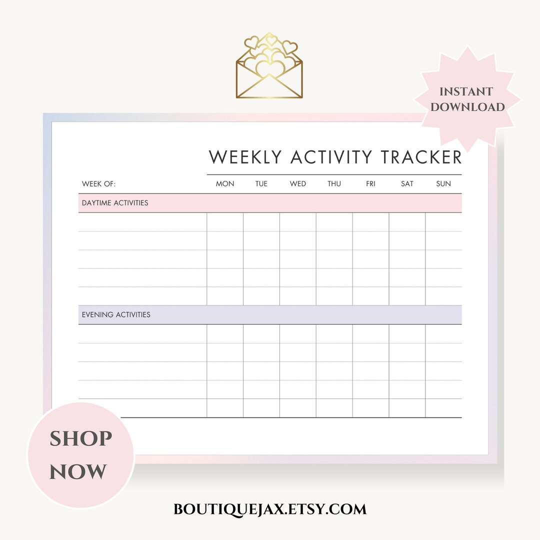 Weekly Activity Tracker: Printable Parent Planner (digital Download) - Etsy