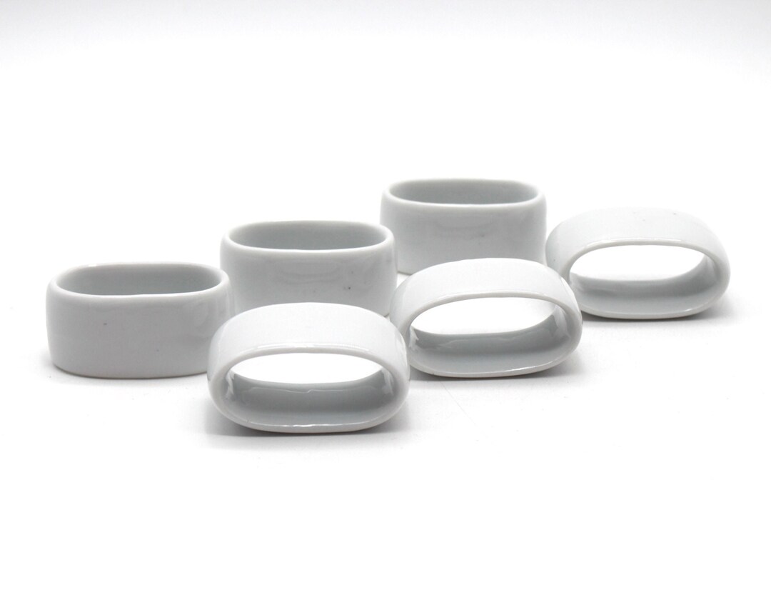 6 Chic White Porcelain Napkin Rings - Etsy