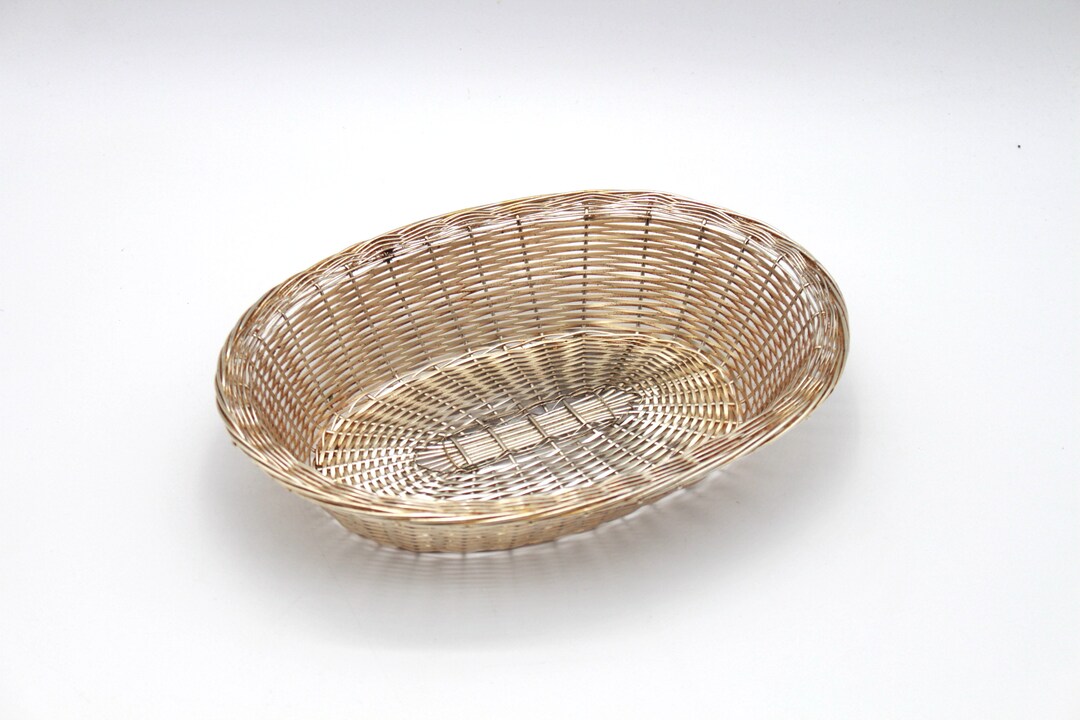 Basket Silver Metal Braided Bread Basket Fruit Basket Braided Metal ...