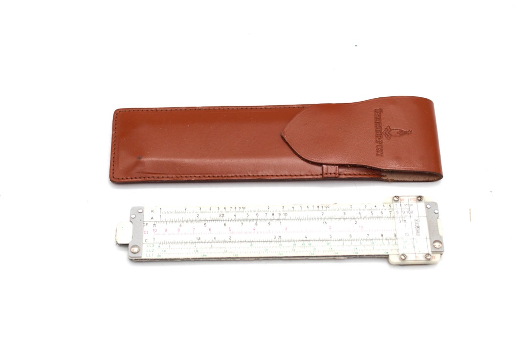 Old Slide Rule With Chic Leather Case - Etsy