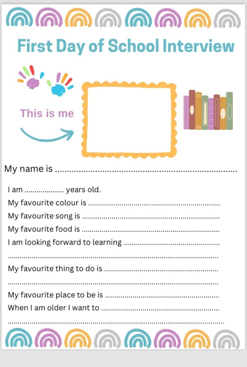 First Day of School Interview Printable Keepsake - Etsy