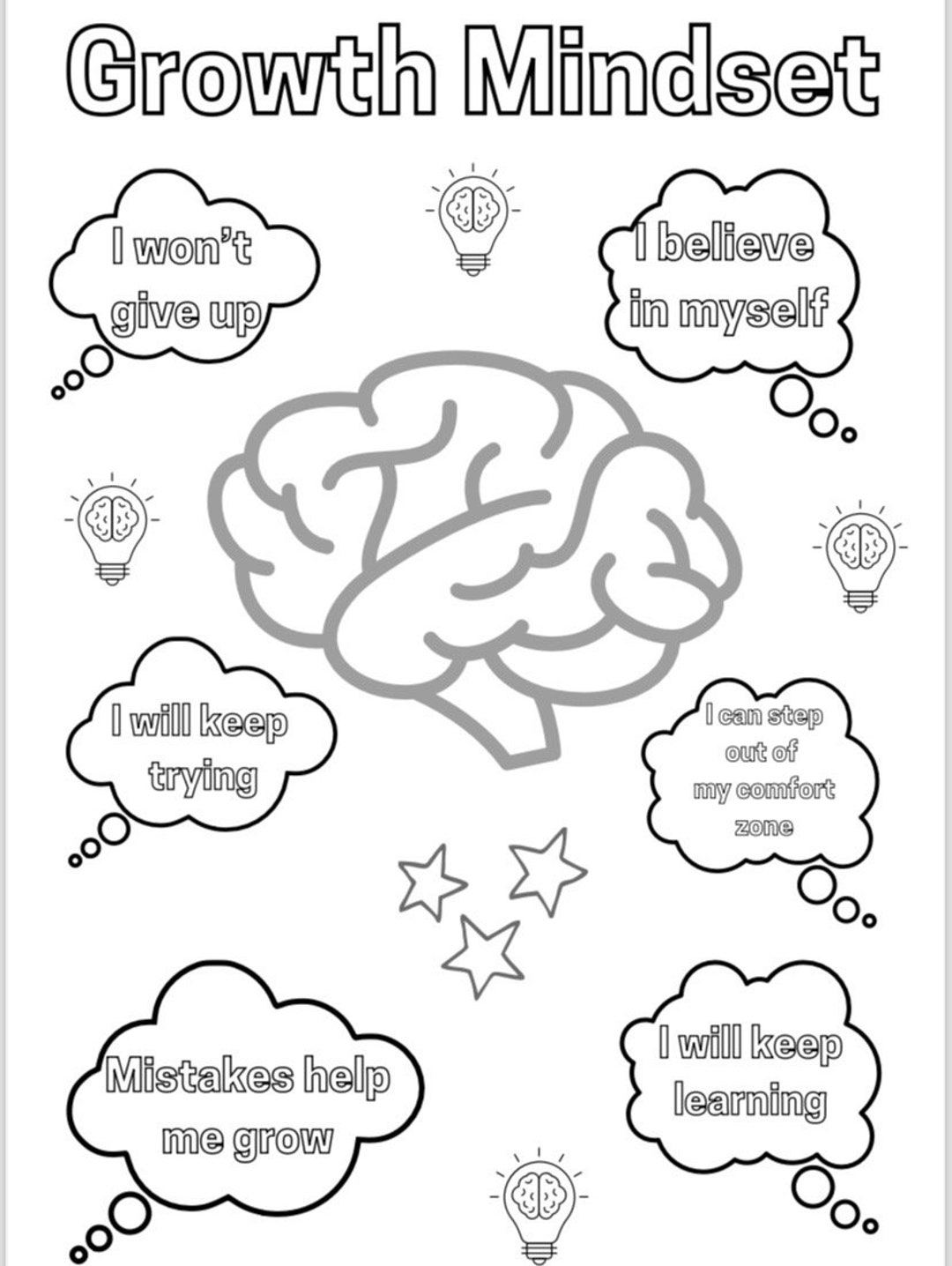 Growth Mindset Colouring Page - Etsy