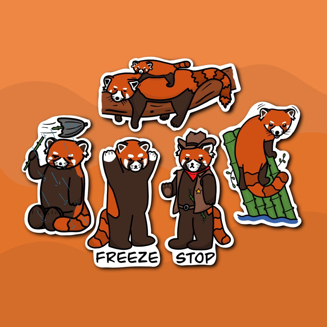 Red Panda Stickers Pack, Red Panda Stickers, Panda, Cute Stickers ...