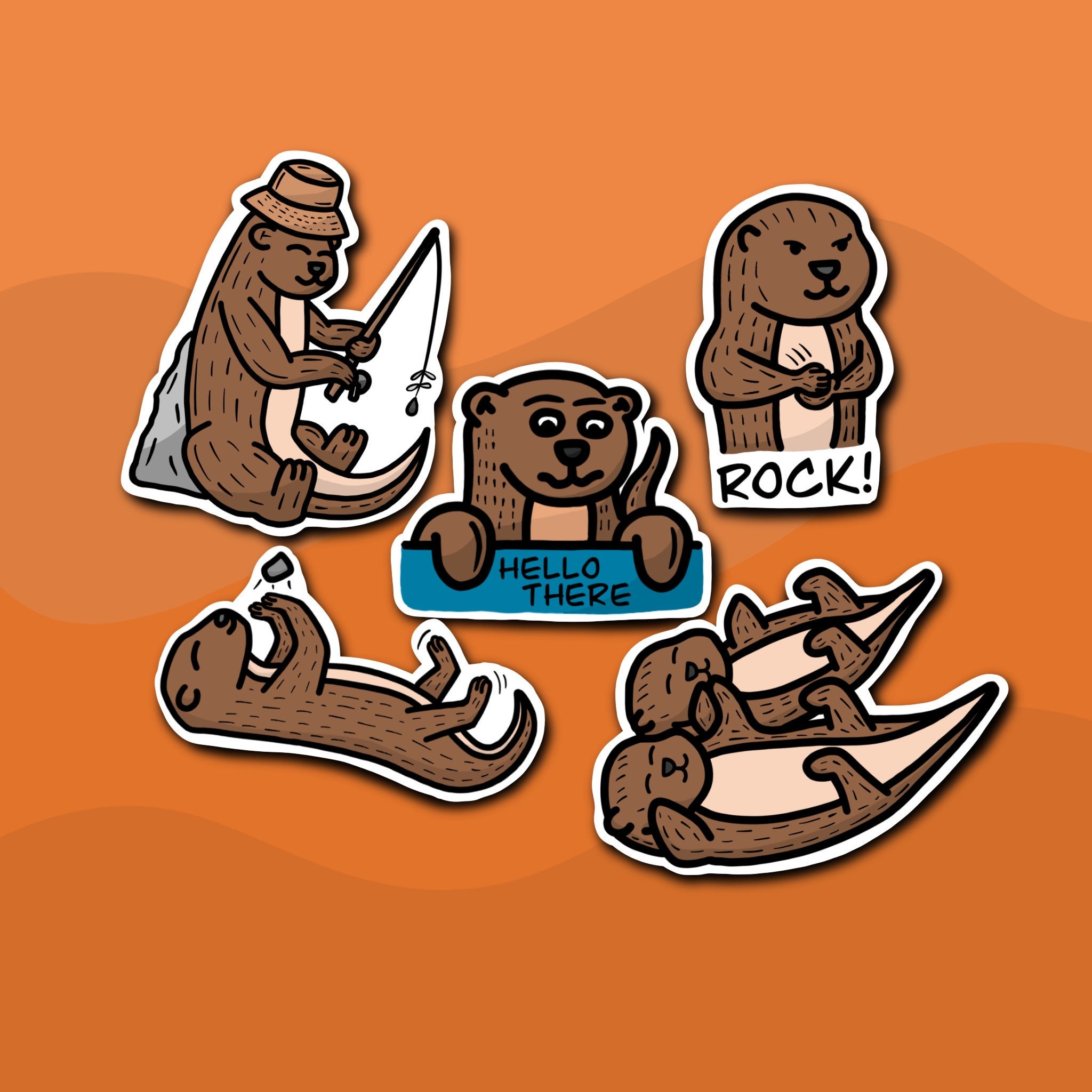 Otter Stickers Pack Otter Sticker Otter Gifts Cute - Etsy
