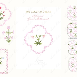 Grand Millennial Botanical Flowers Watercolor DIY Clipart Grand ...