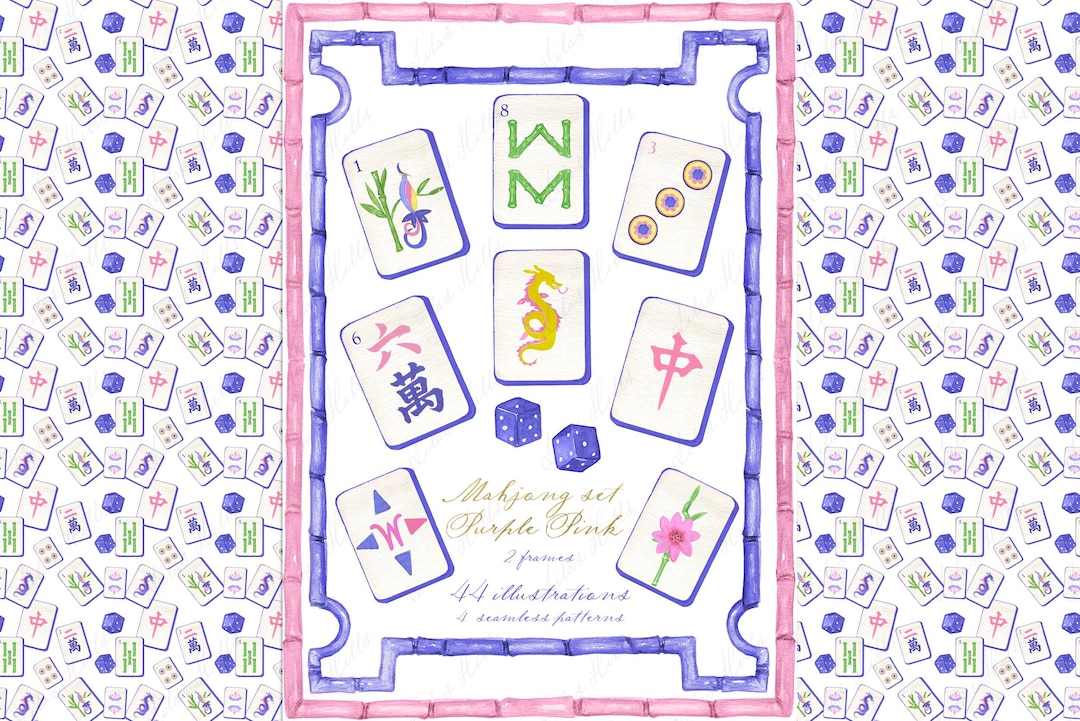 Mahjong Set PNG Watercolor DIY Clipart Chinoiserie Grand Millennial ...