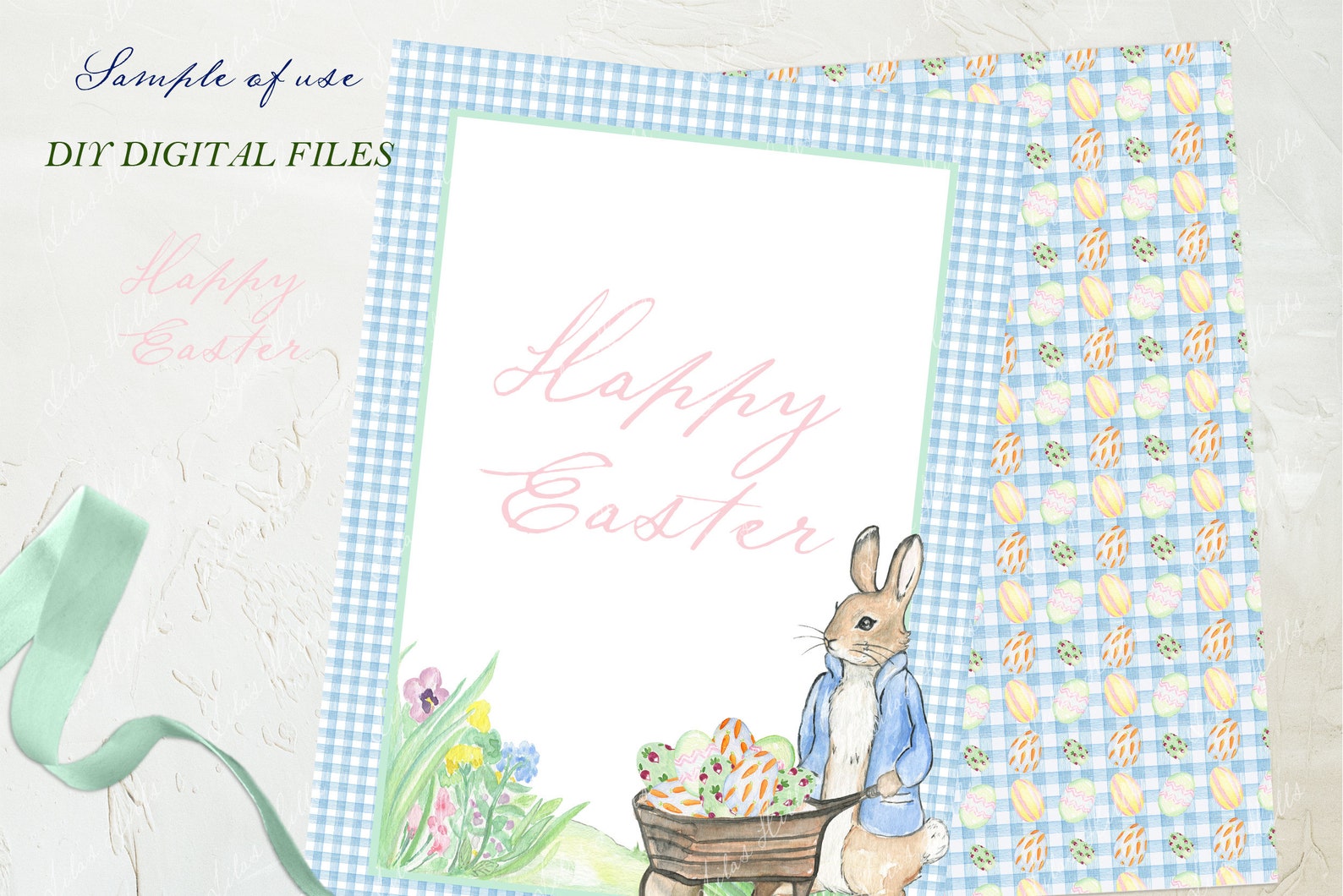 Easter Rabbit Spring DIY Digital Peter Rabbit Frame Grand Millennial ...