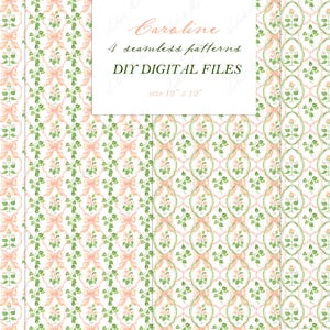 Peach Grand Millennial Botanical Blue Watercolor DIY Clipart Grand ...